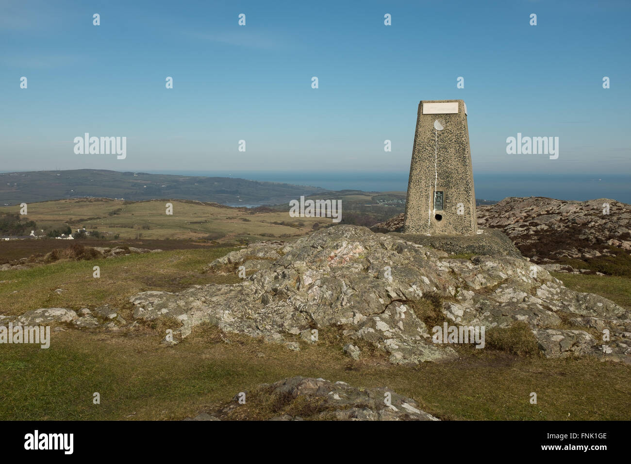 Trig Point - Yr Arwydd (Bodafon Mountain), Anglesey Stock Photo - Alamy