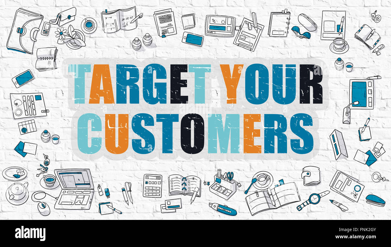 Target Your Customers Concept with Doodle Design Icons Stock Photo - Alamy