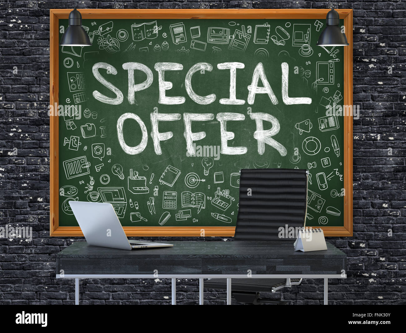Special Offer Concept. Doodle Icons on Chalkboard Stock Photo - Alamy