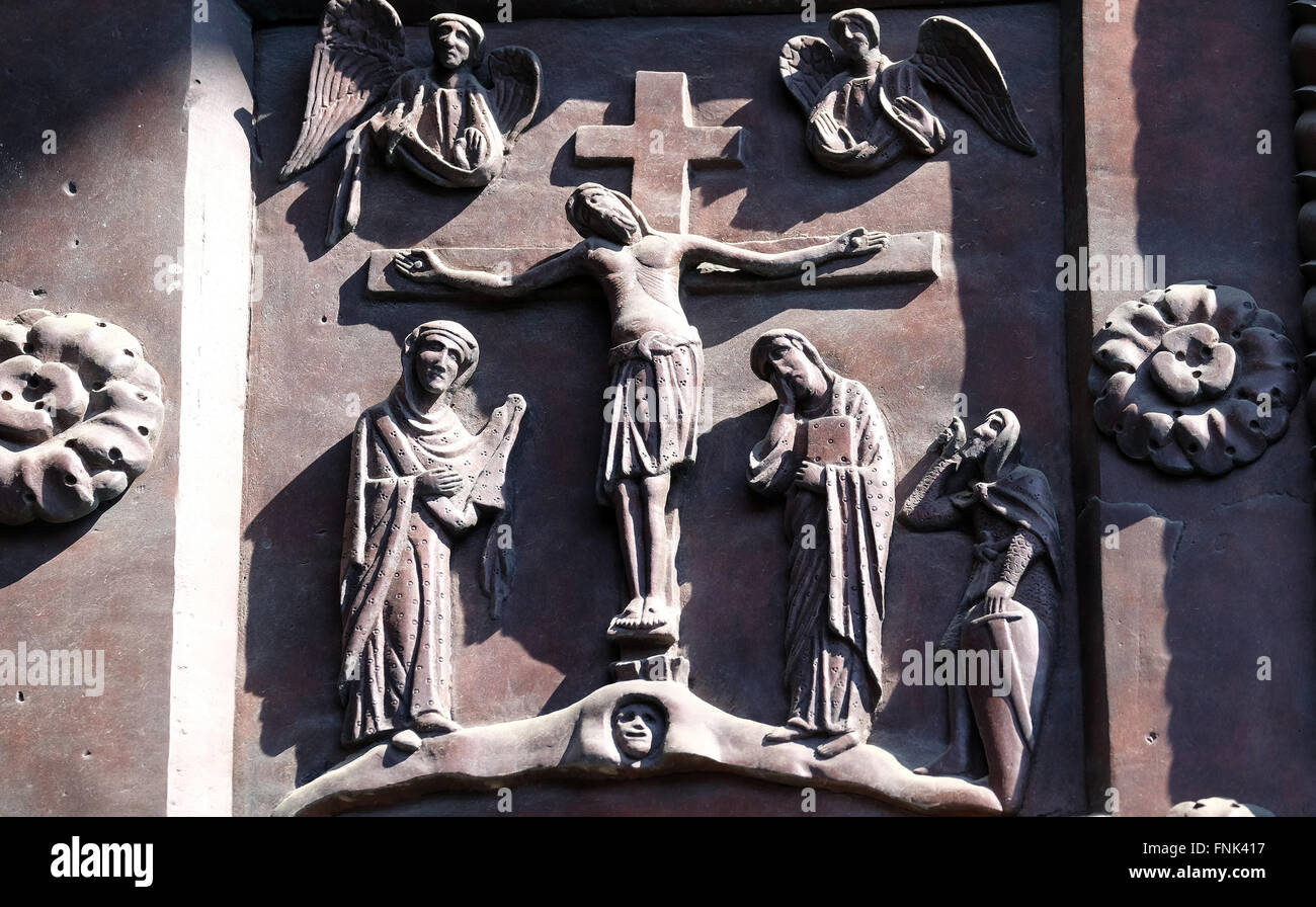 Crucifixion by Bonanno Pisano from the bronze doors of the Cathedral St ...