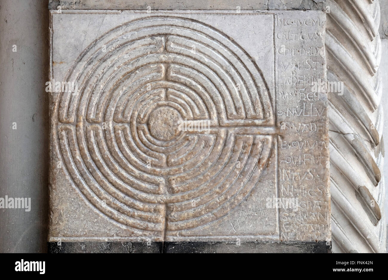 Ancient Labyrinth. Curious stone placed on Cathedral of St Martin in ...