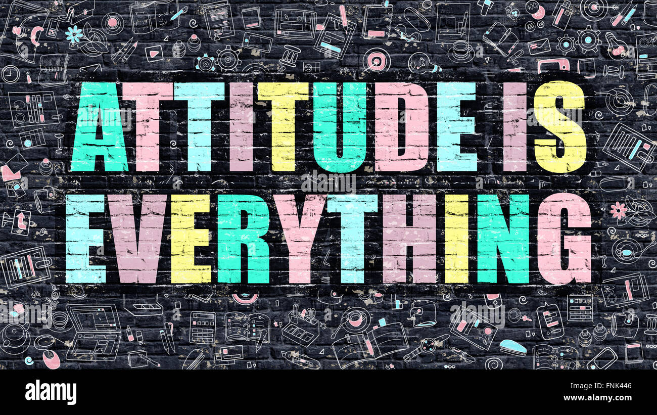 Attitude is Everything in Multicolor. Doodle Design Stock Photo - Alamy