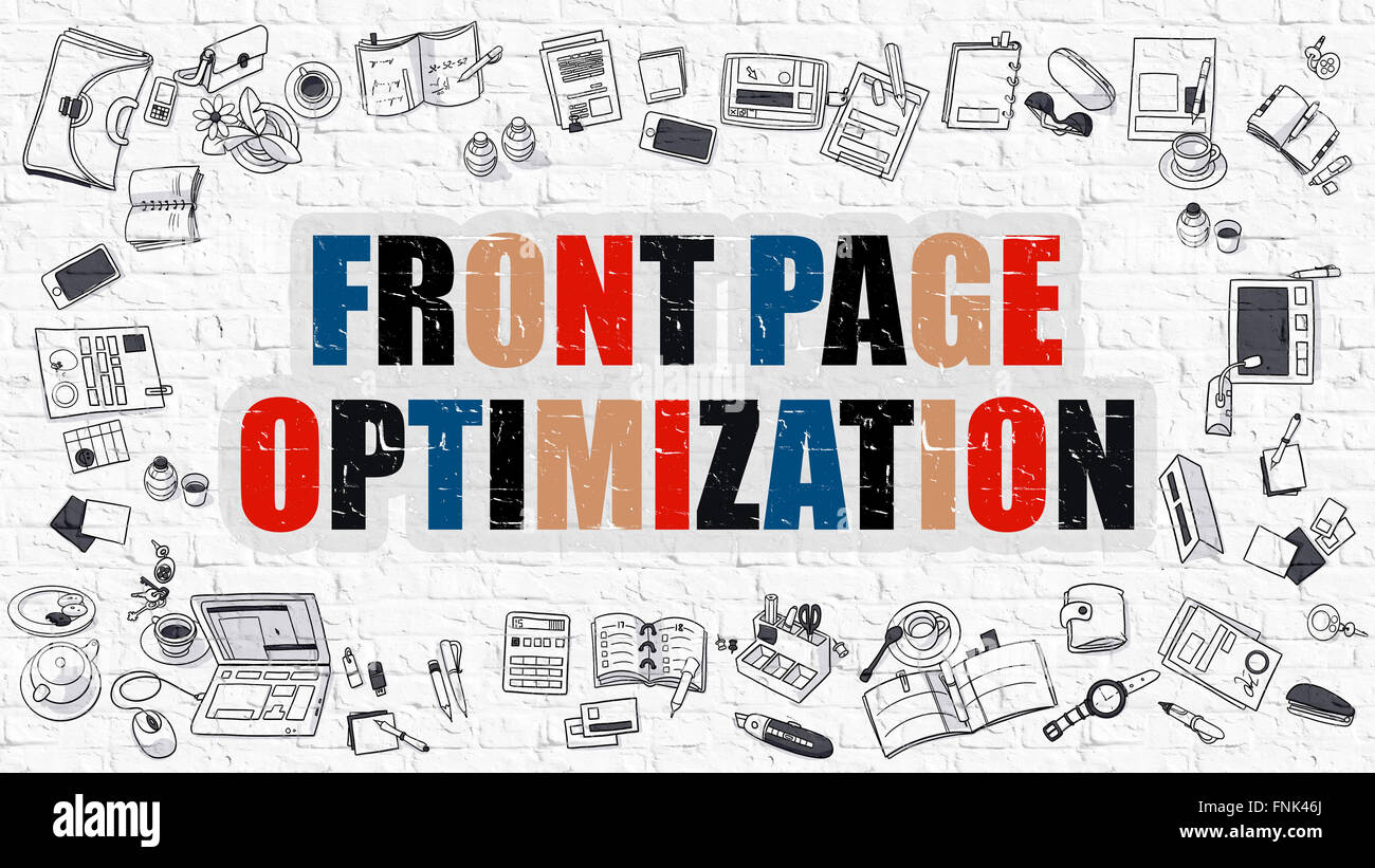 Front Page Optimization Concept with Doodle Design Icons Stock Photo ...