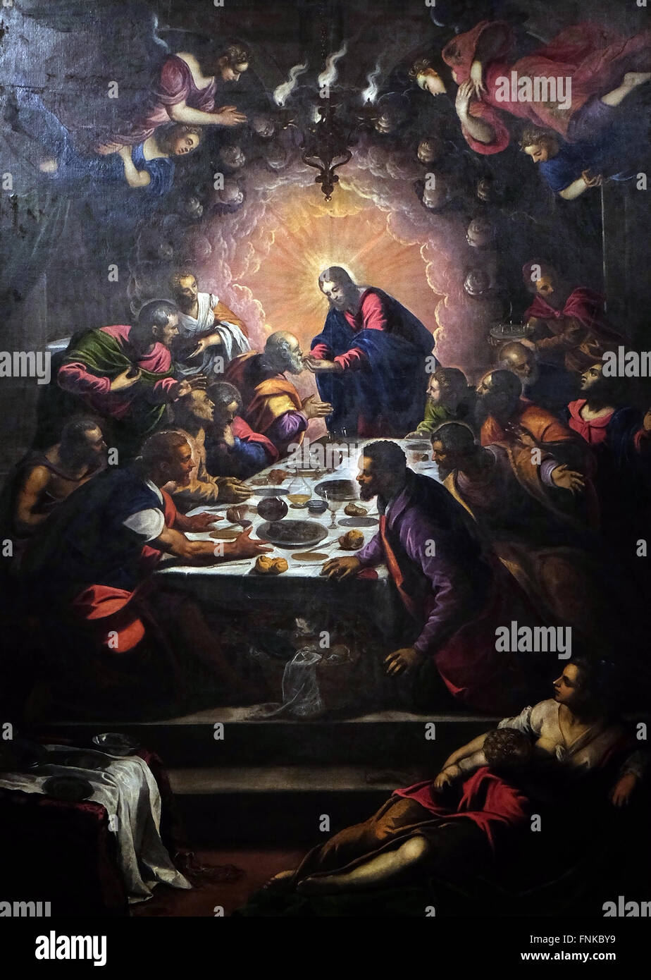 Altarpiece depicting the Last Supper by Tintoretto in Cathedral of St ...