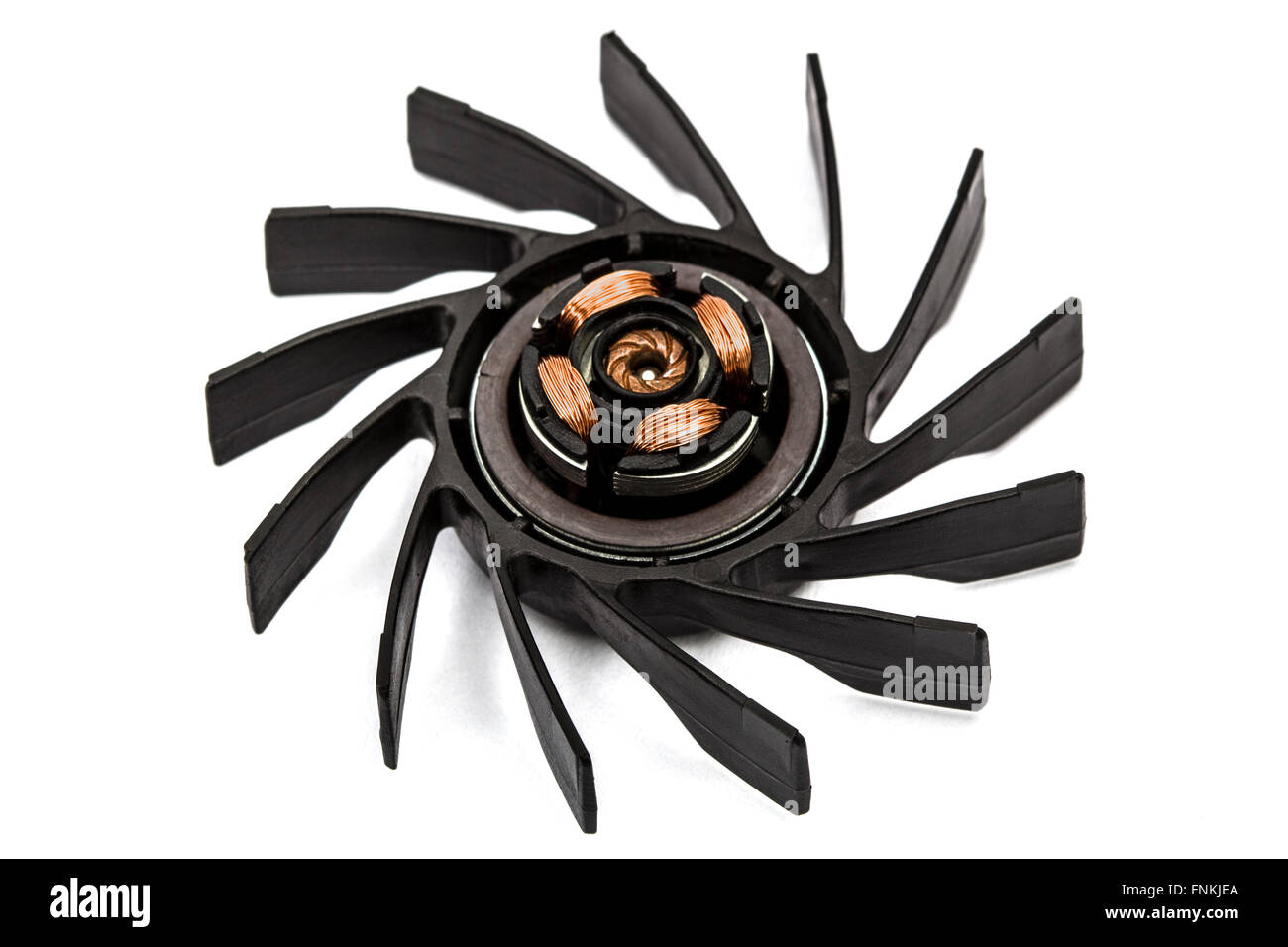 Propeller and stator of electric fan, isolated on white background ...