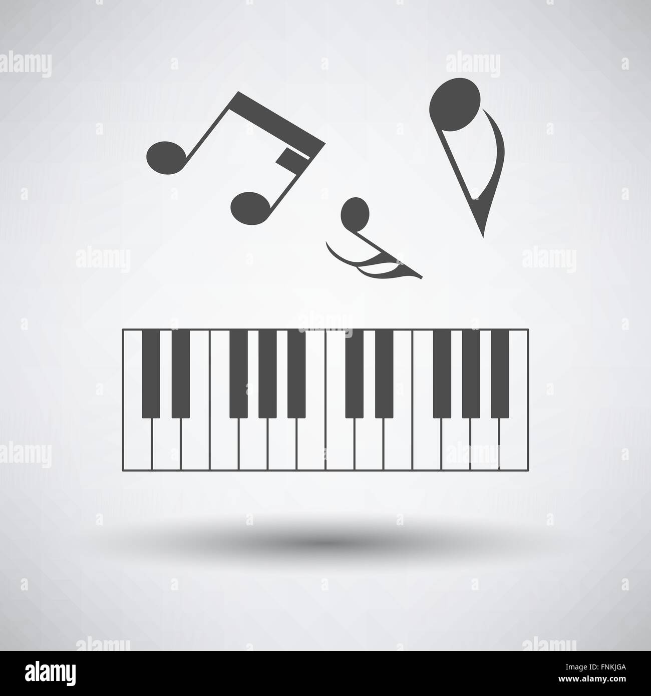 Piano keyboard icon on gray background with round shadow. Vector ...