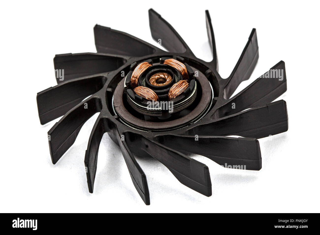 Propeller and stator of electric fan, isolated on white background ...