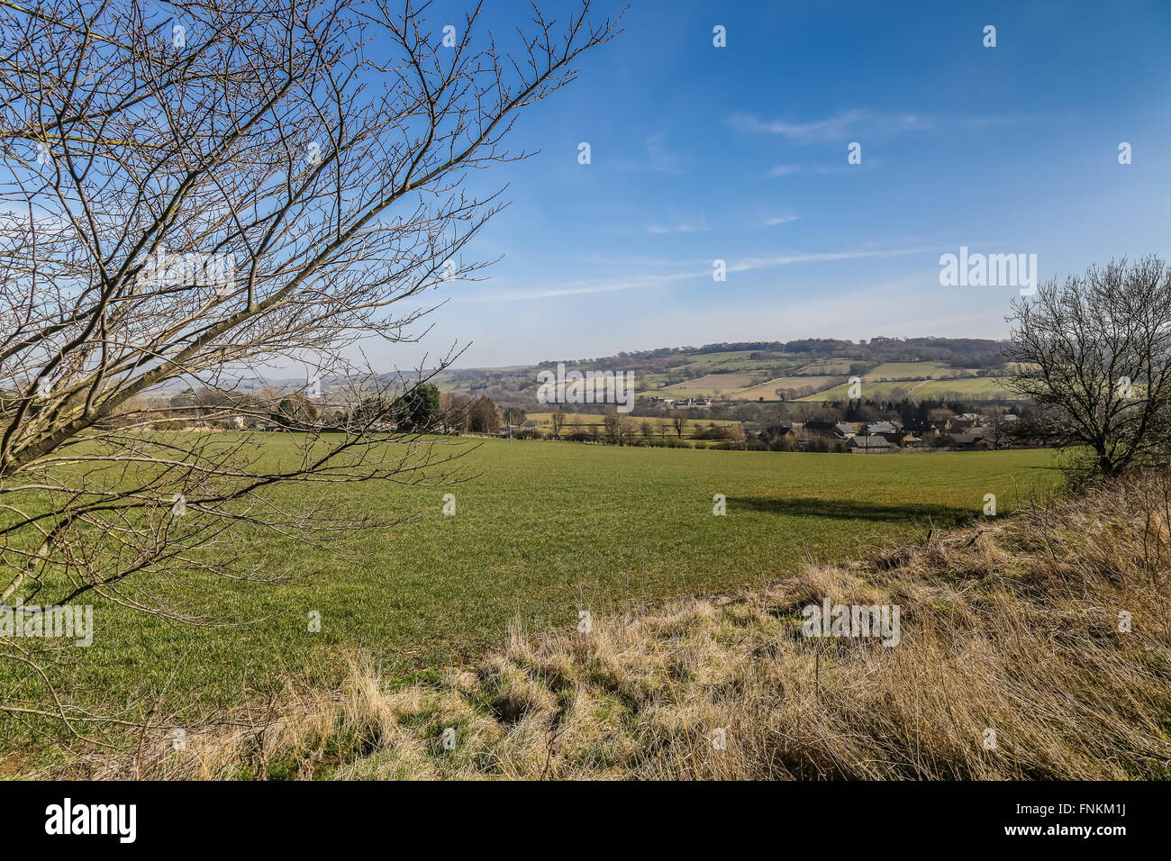 Northumberland landscape on a fresh spring day with a blue sky Stock ...