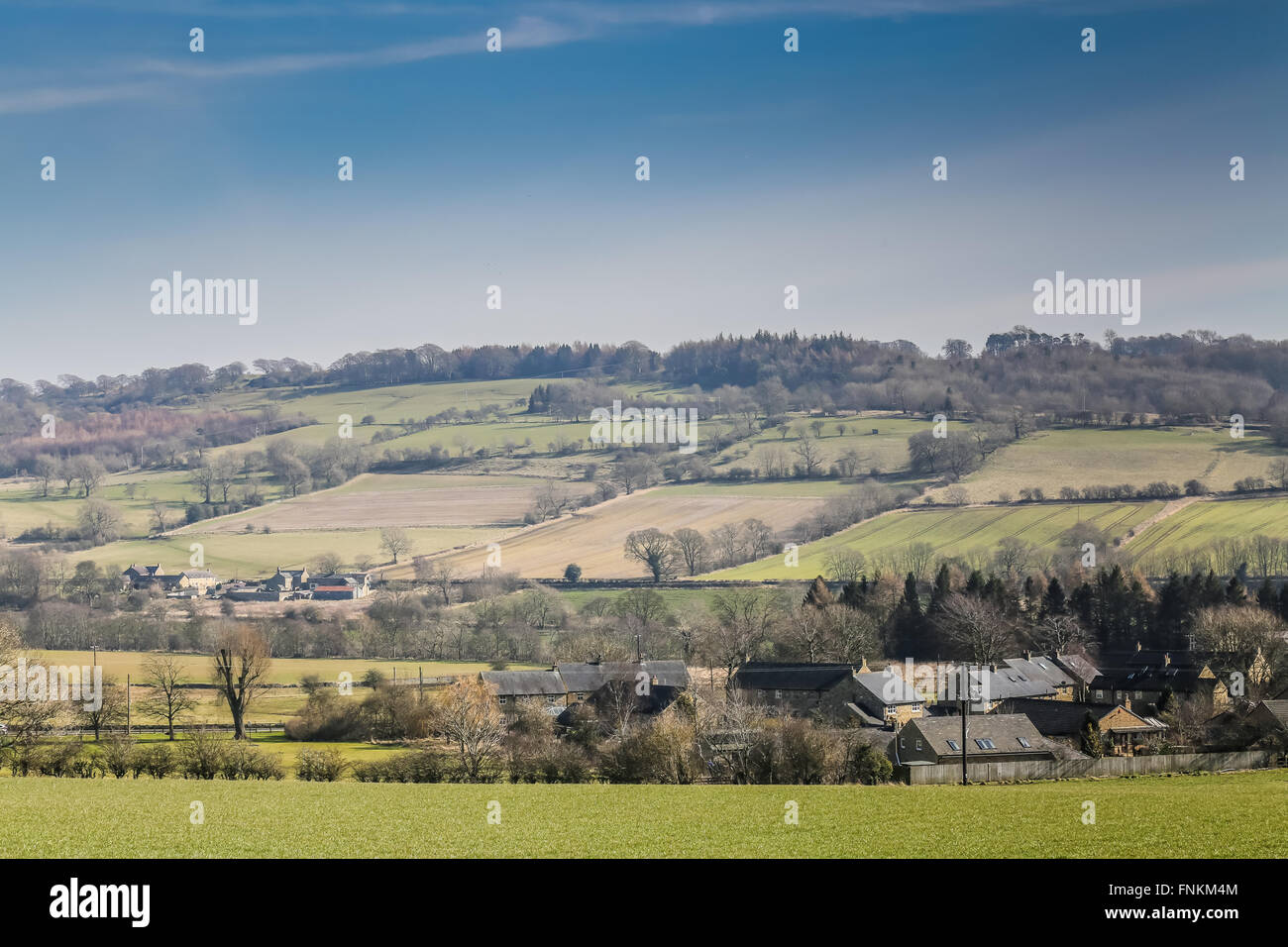 Northumberland landscape on a fresh spring day with a blue sky Stock ...
