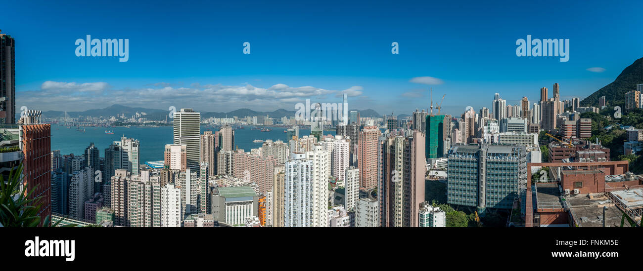 Victoria Harbour panorama view with clear sky Stock Photo - Alamy