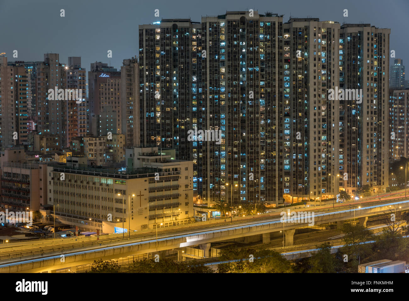 Hong Kong poor area at night Stock Photo - Alamy