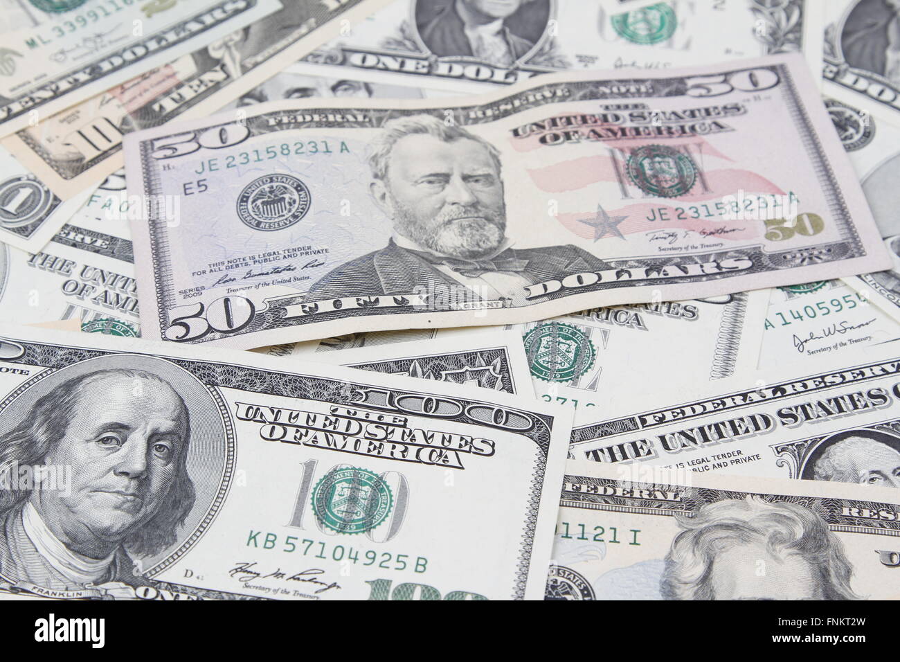 Closeup of assorted American banknotes Stock Photo - Alamy