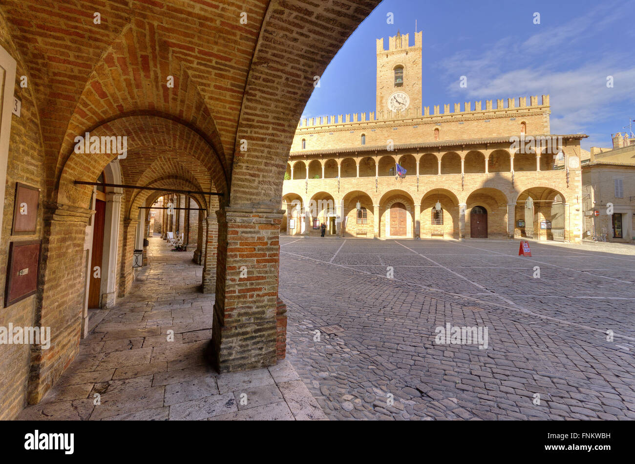 Italy, Marche, Offida, Piazza del Popolo, city hall Stock Photo - Alamy