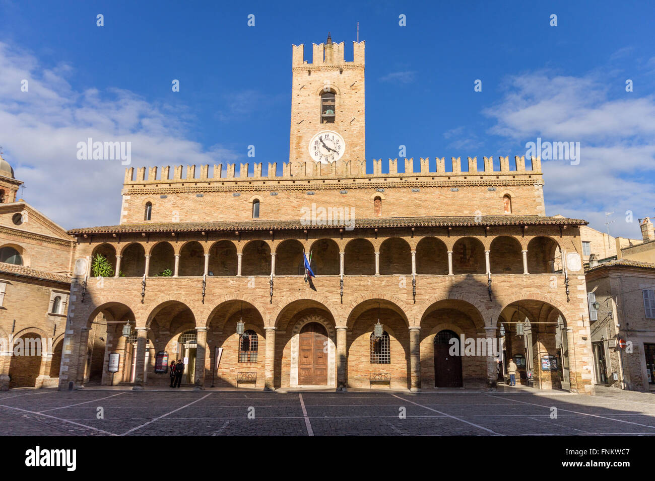 Italy, Marche, Offida, Piazza del Popolo, city hall Stock Photo - Alamy