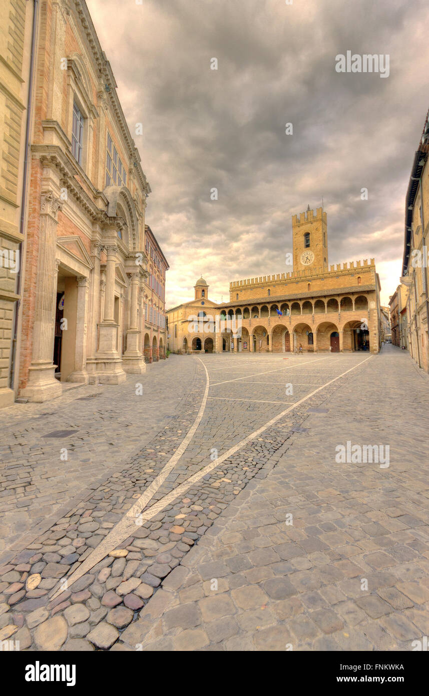 Italy, Marche, Offida, Piazza del Popolo, city hall Stock Photo - Alamy