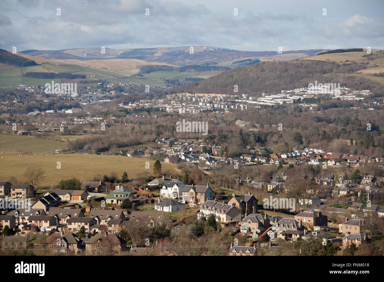 Scottish Borders, Scotland. Picturesque elevated view of the Scottish ...
