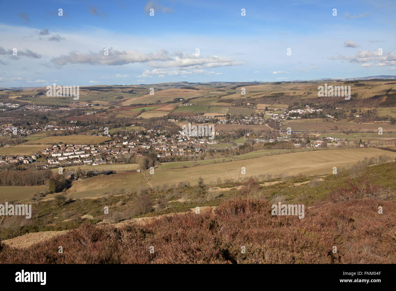Scottish Borders, Scotland. Picturesque elevated view of the Scottish ...