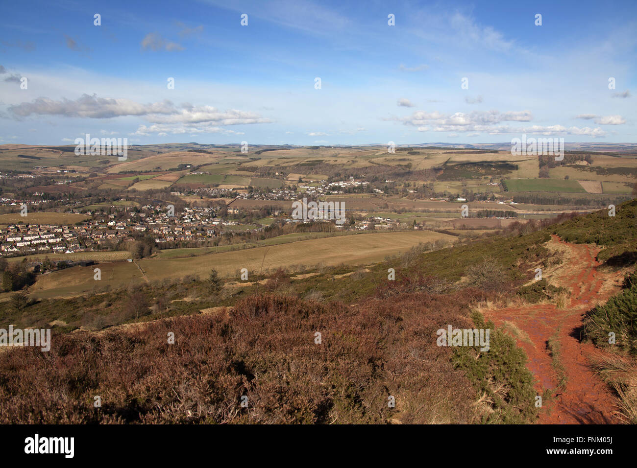 Scottish Borders, Scotland. Picturesque elevated view of the Scottish ...