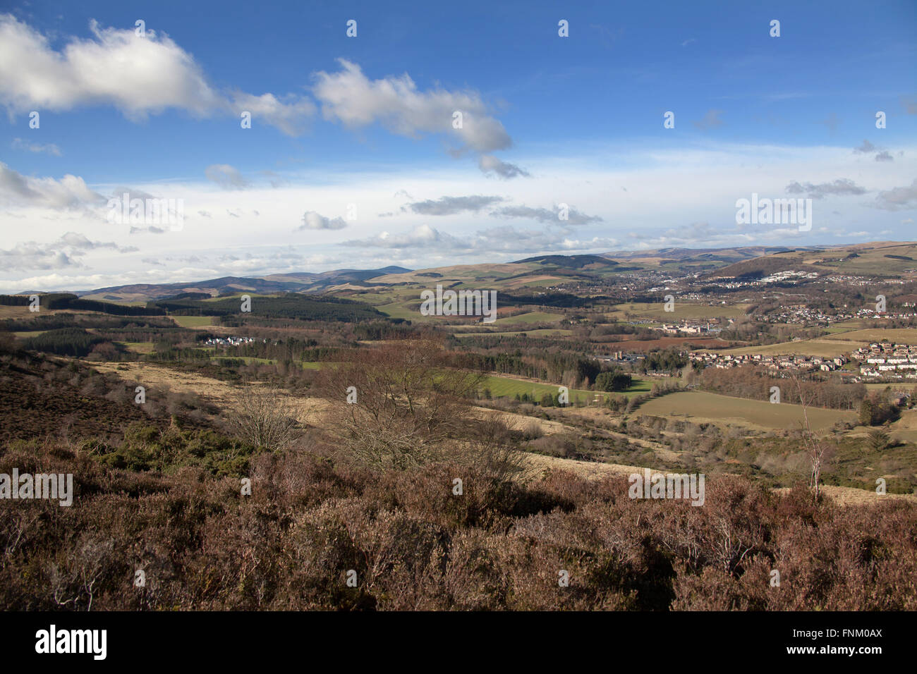 Scottish Borders, Scotland. Picturesque elevated view of the Scottish ...