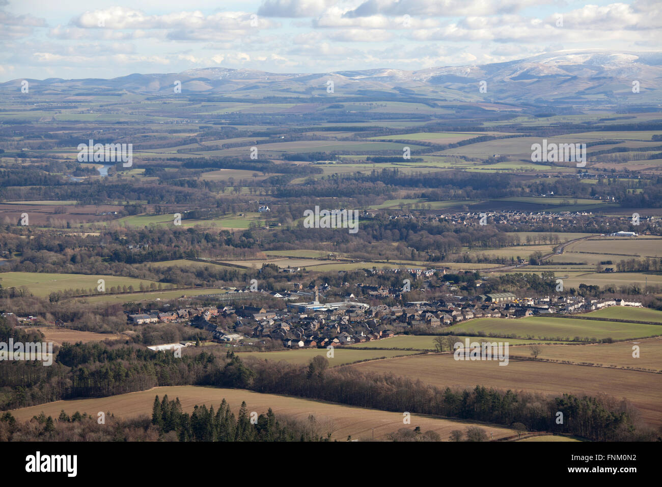 Scottish Borders, Scotland. Elevated view of the Scottish Borders area ...