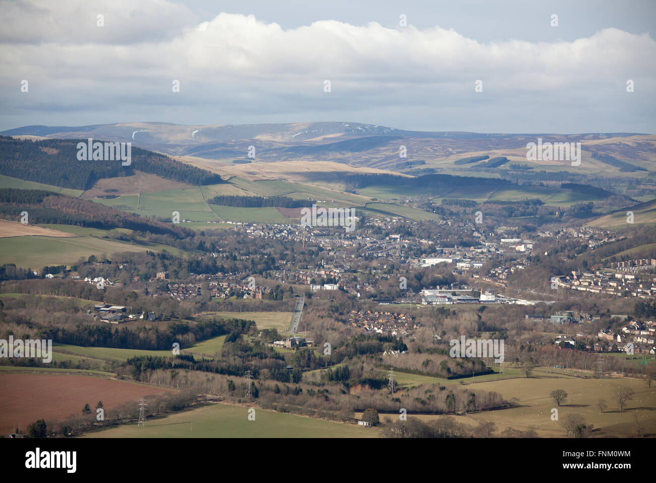 Scottish Borders, Scotland. Picturesque elevated view of the Scottish ...