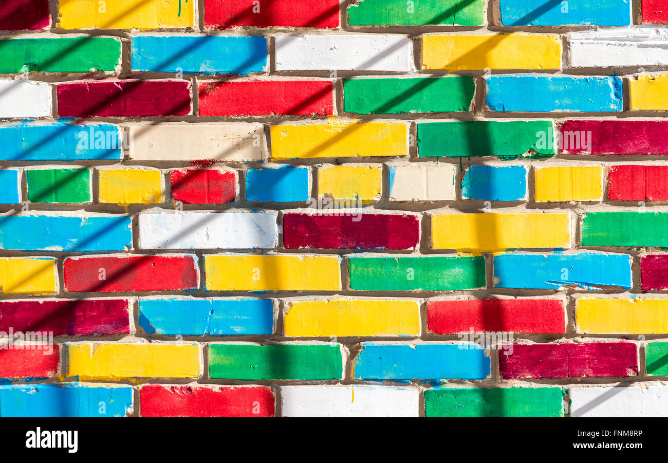 Colorful urban brick wall as creative background Stock Photo - Alamy