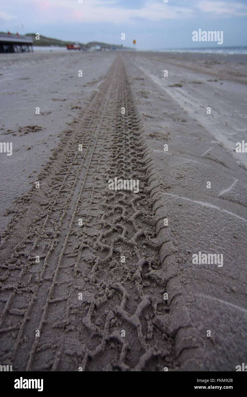 tire tracks on beach closeup Stock Photo - Alamy