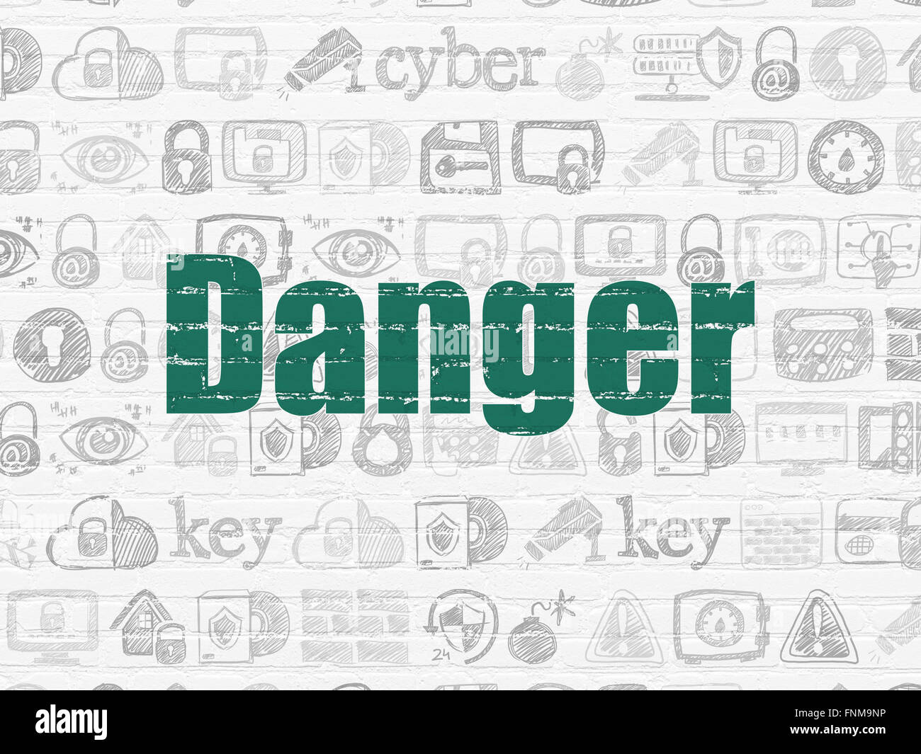 Privacy concept: Danger on wall background Stock Photo - Alamy