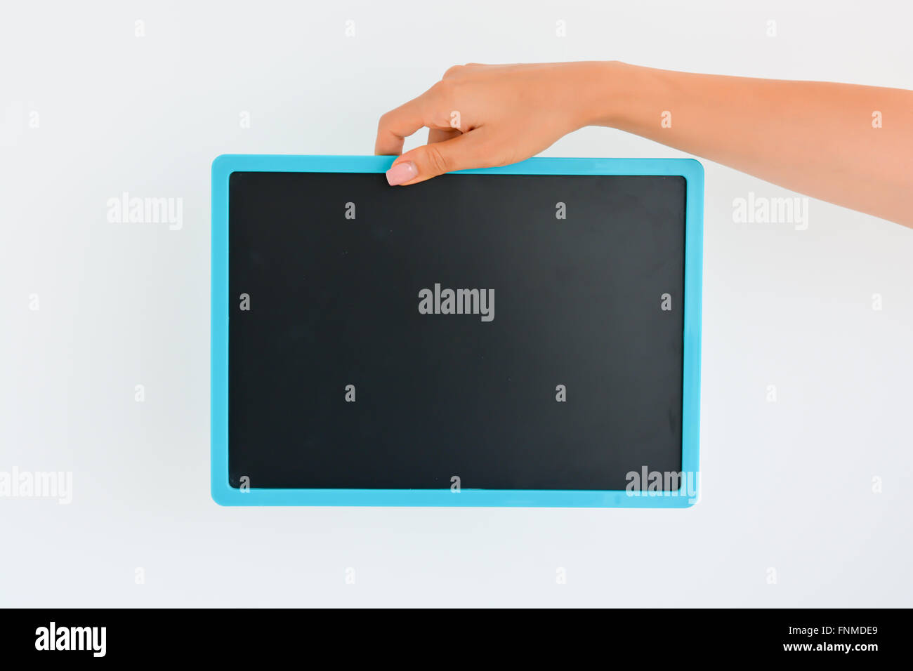 human Hand holding an empty blackboard Stock Photo - Alamy