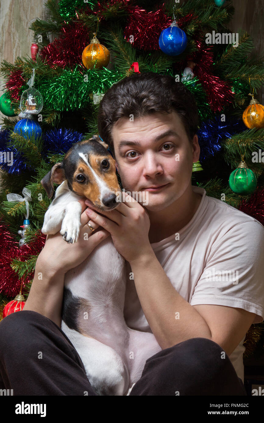 man holds on hands Jack Russell Terrier Stock Photo - Alamy