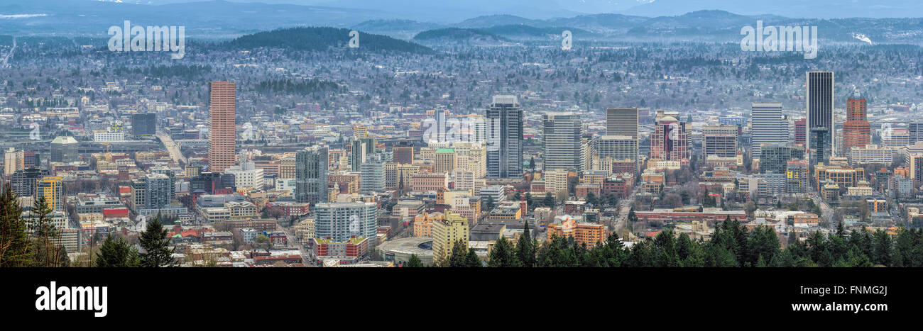 Portland Oregon Cityscape with view to the east panorama Stock Photo ...