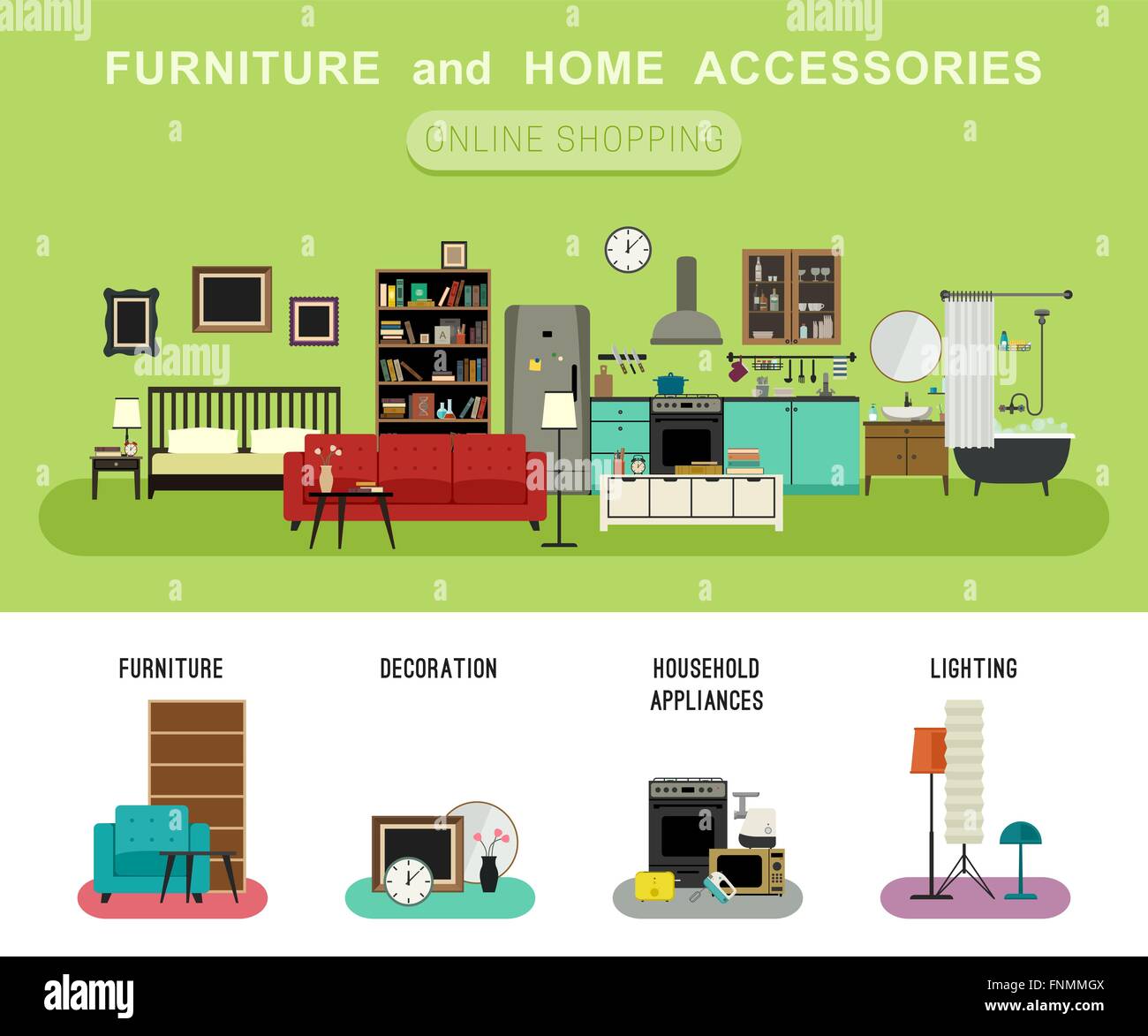 Furniture and home accessories banner Stock Vector Image & Art - Alamy