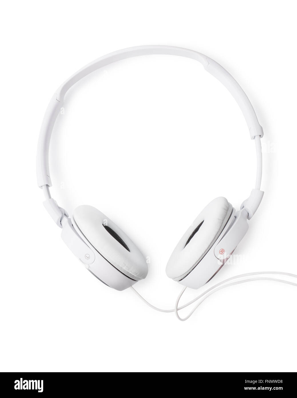 Pair of white headphones isolated on white Stock Photo - Alamy