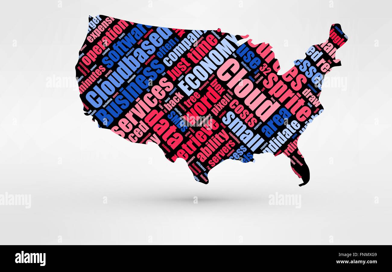 Map of USA. Theme of economy and global finance. Hi-tech technology as ...