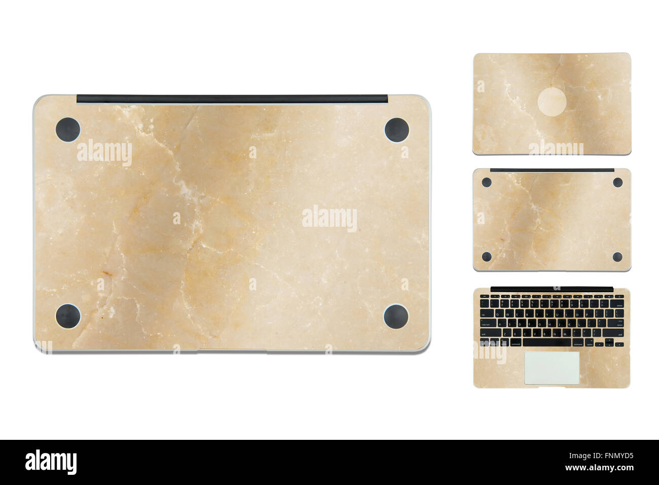 marble texture case for laptop on white background Stock Photo - Alamy