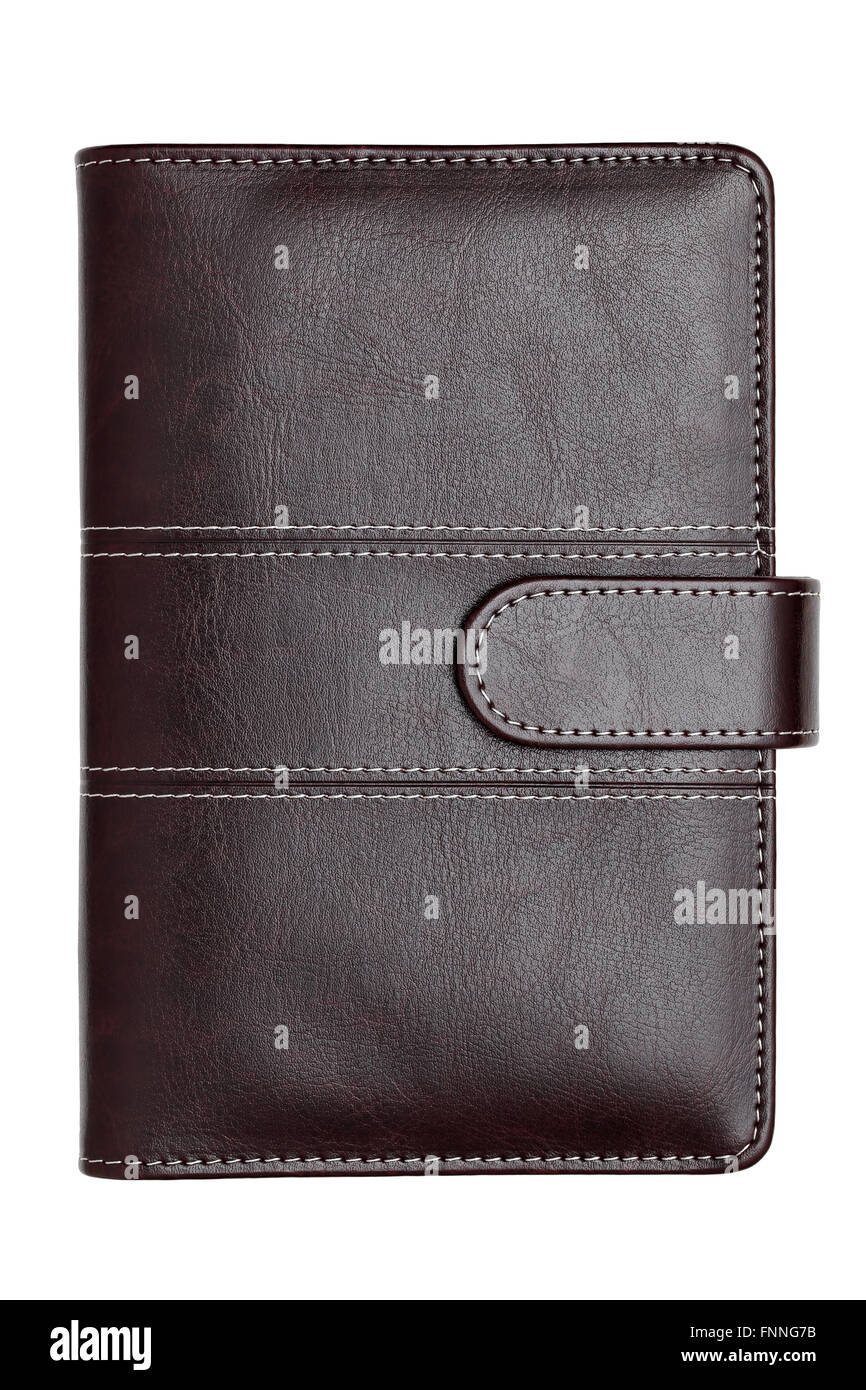 Brown leather notebook isolated on white background Stock Photo - Alamy