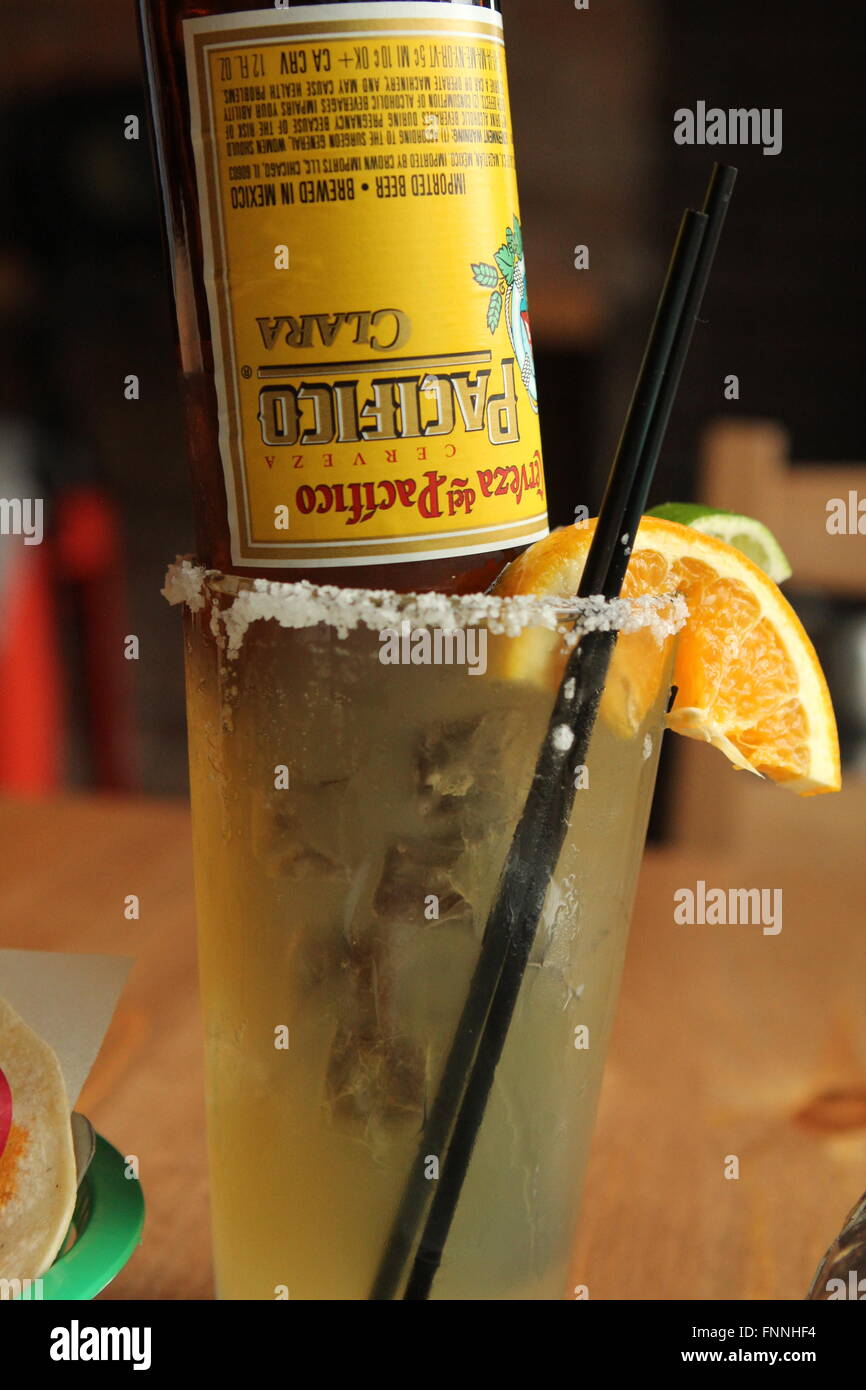 Frosted beerita in a mexican-style restaurant Stock Photo - Alamy