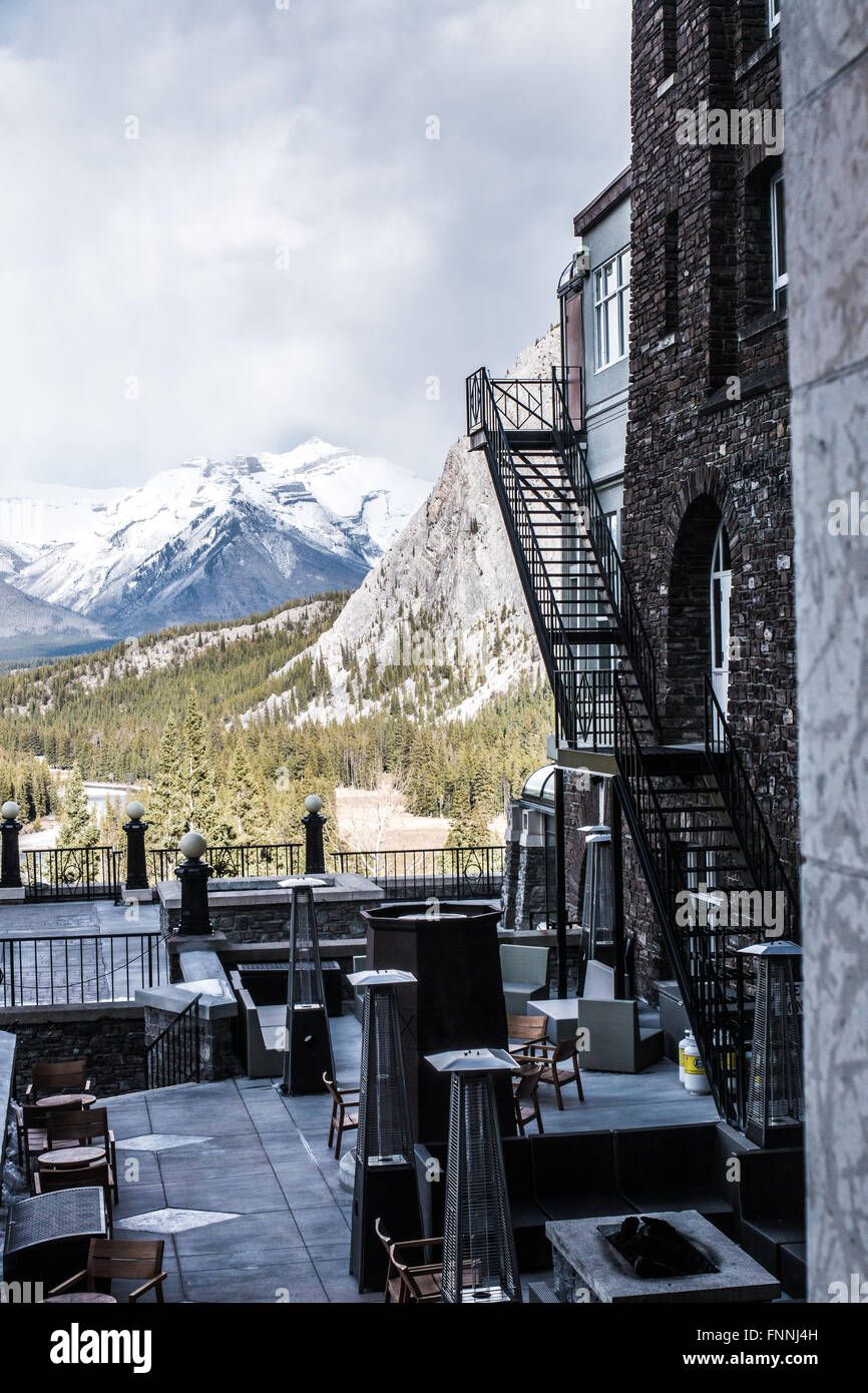 Stairway to heaven. Outdoor metal staircase gives the illusion of ...