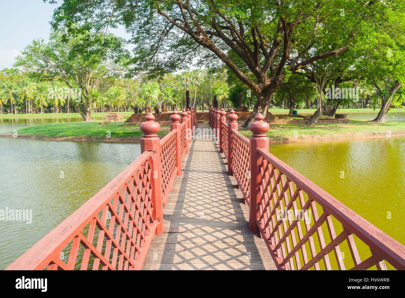 bridge to the temple ruins and island Stock Photo - Alamy