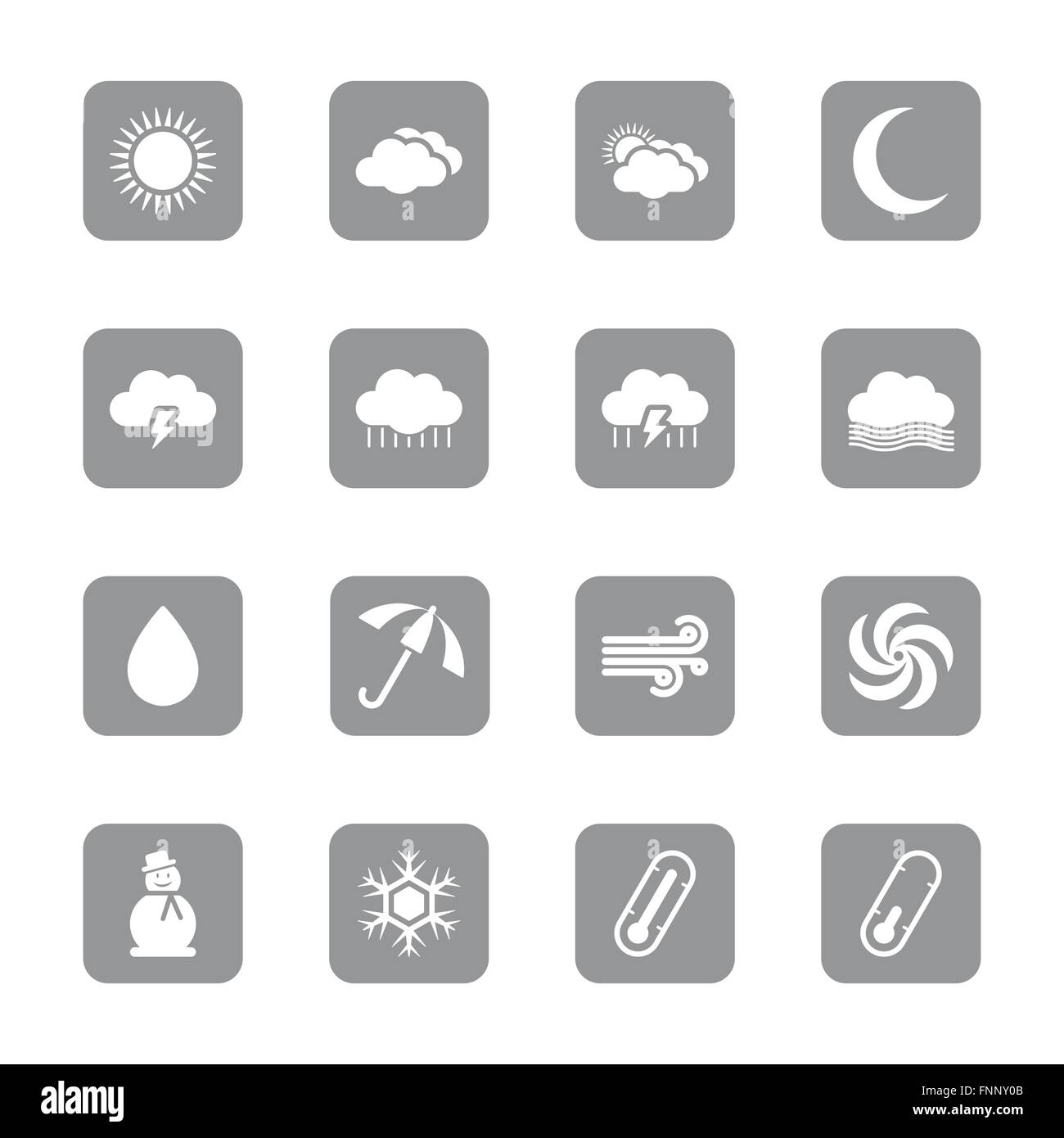 [JPEG] gray flat weather icon set on rounded rectangle for web, UI ...