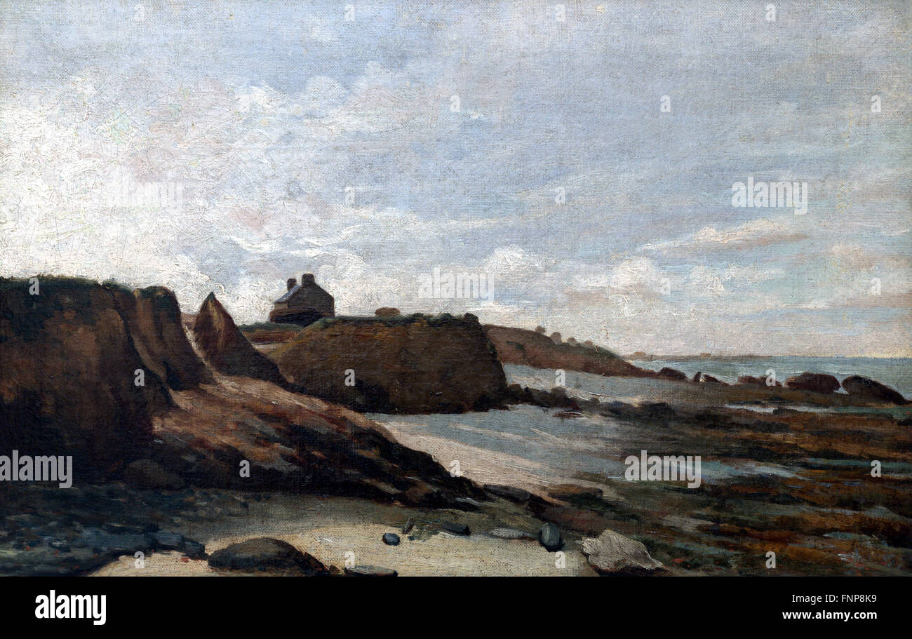 Seaside house. Oil on canvas painting. Unknown artist and unknown date ...