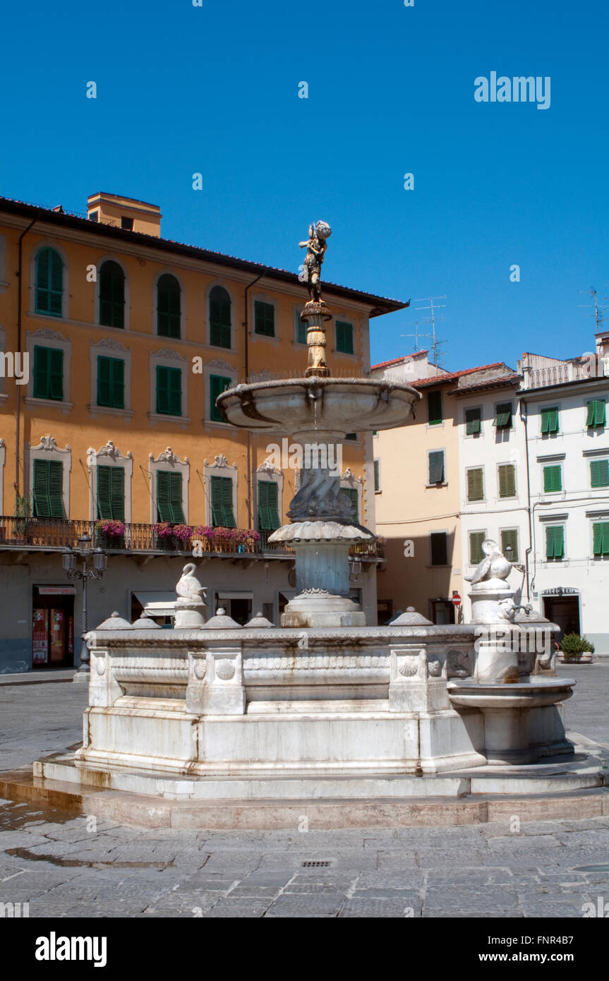 Italy, Tuscany, Prato, Piazza del Duomo Square, Fountain Stock Photo ...