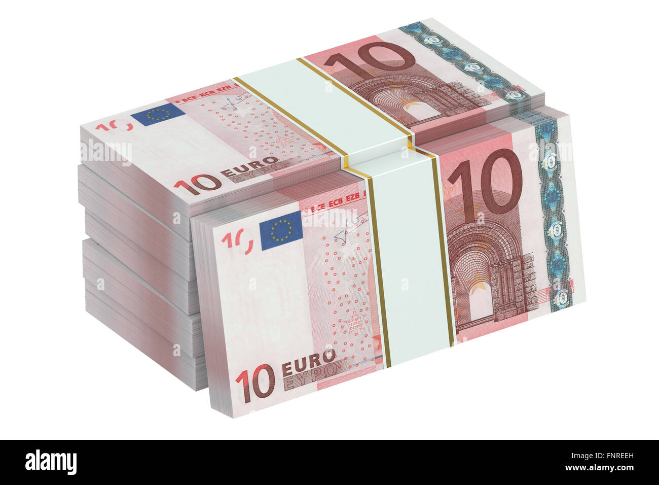 packs of euro isolated on white background Stock Photo - Alamy