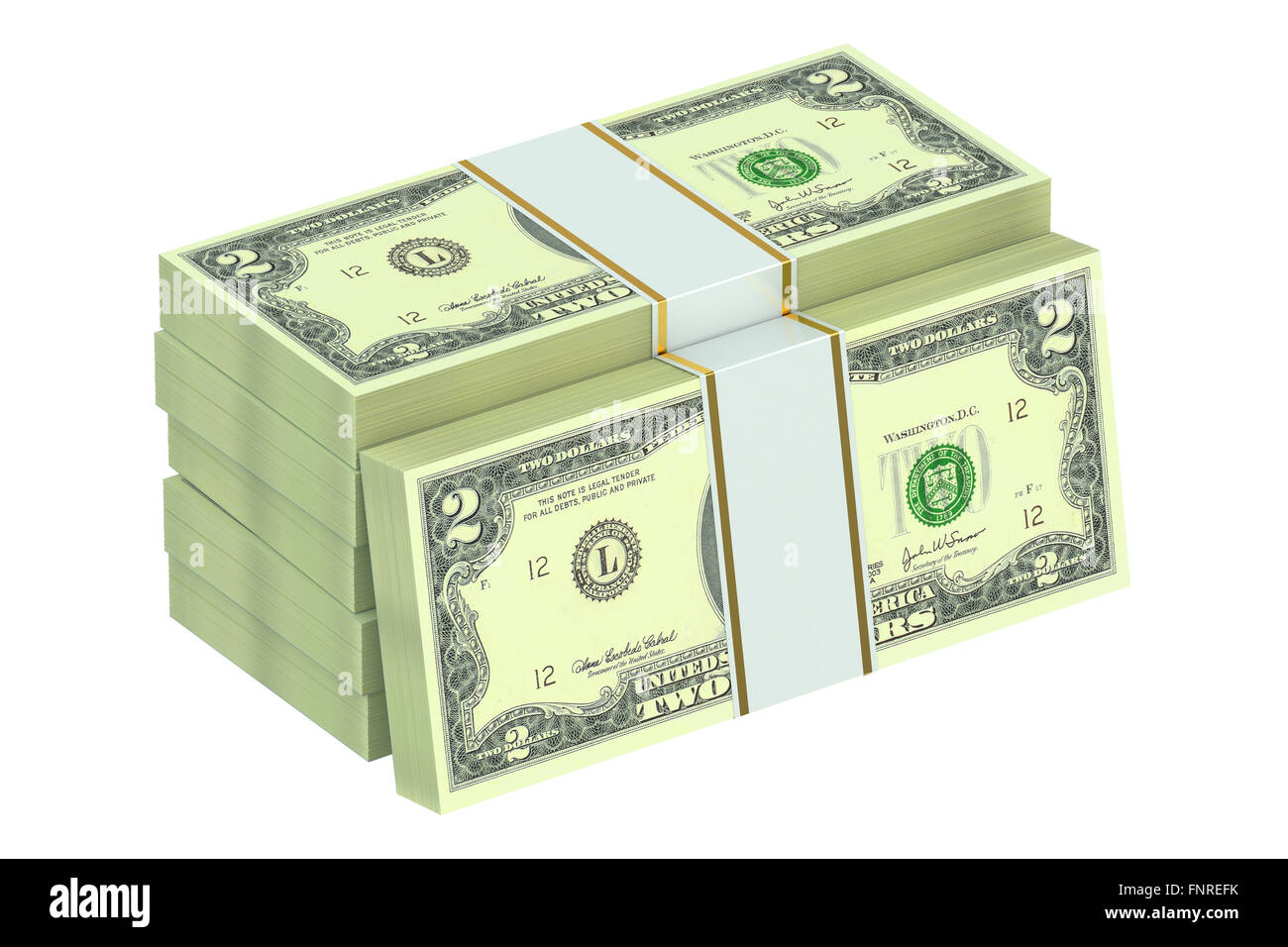 packs of dollars isolated on white background Stock Photo - Alamy