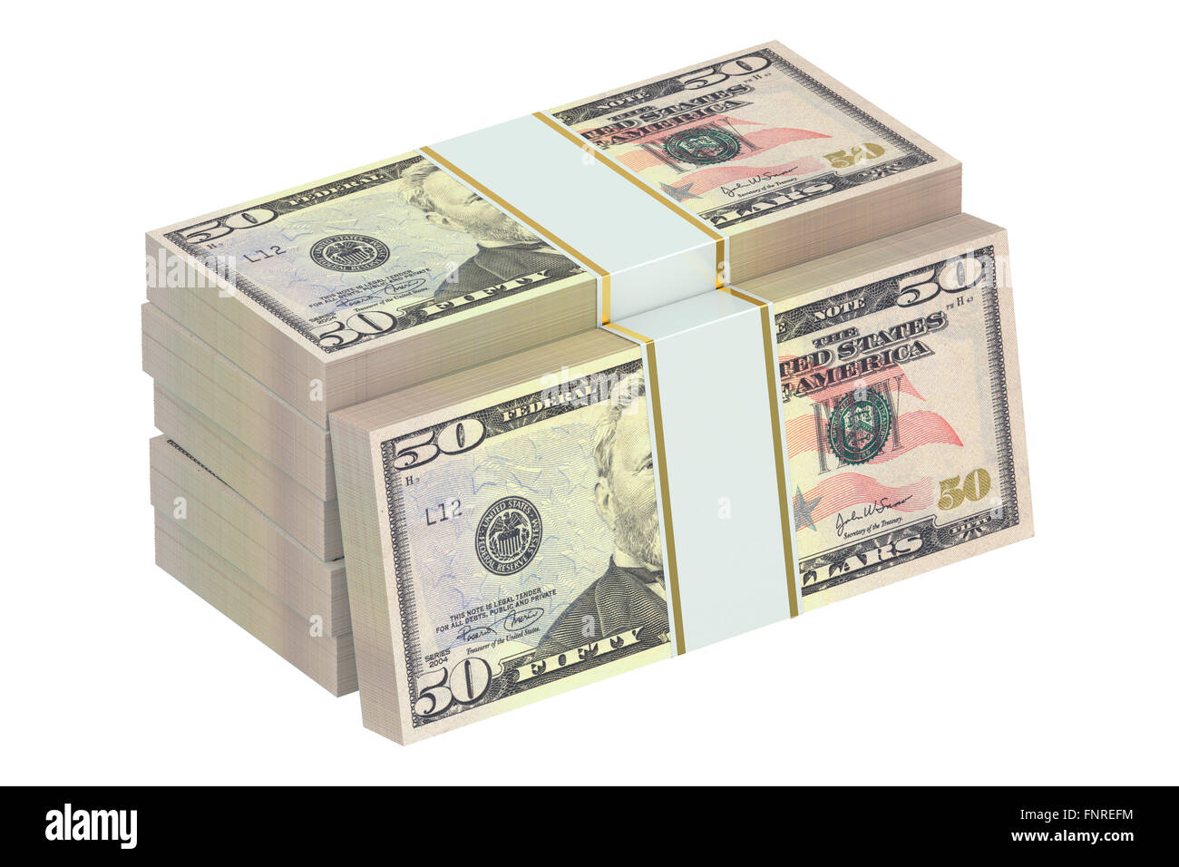 packs of dollars isolated on white background Stock Photo - Alamy