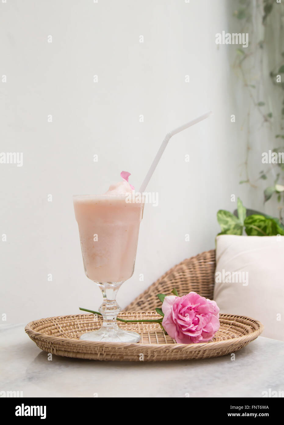 Lychee Smoothie wiith Beautiful Pink Rose Stock Photo - Alamy