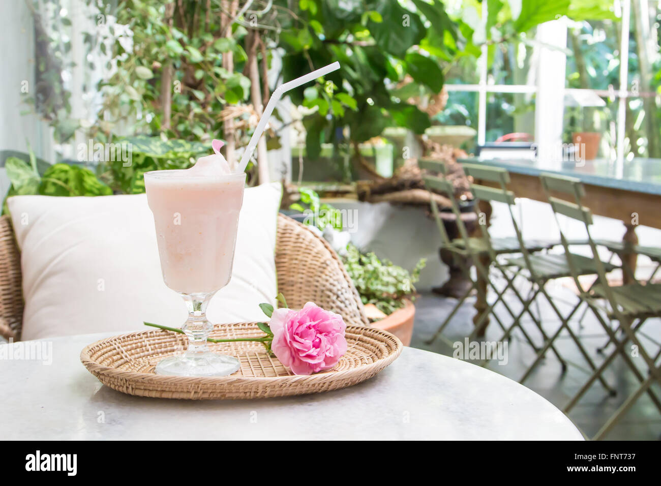 Lychee Smoothie wiith Beautiful Pink Rose Stock Photo - Alamy