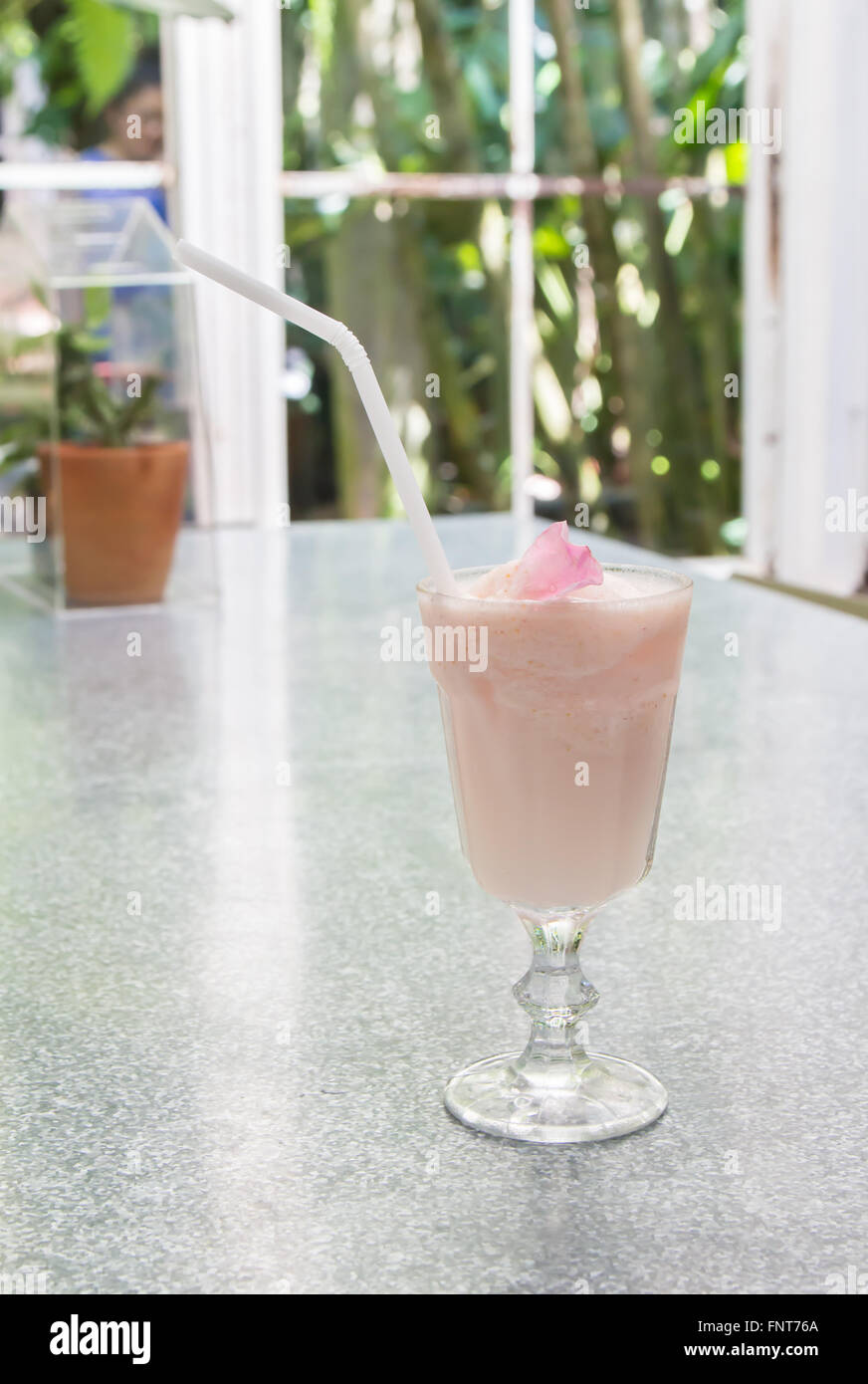 Lychee Smoothie wiith Beautiful Pink Rose Stock Photo - Alamy