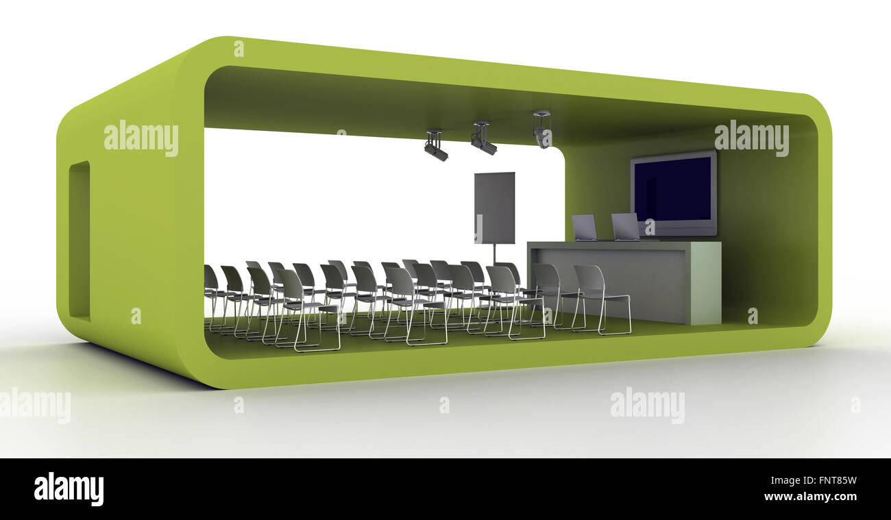 Blank and empty trade kiosk on white, original design, 3d illustration ...