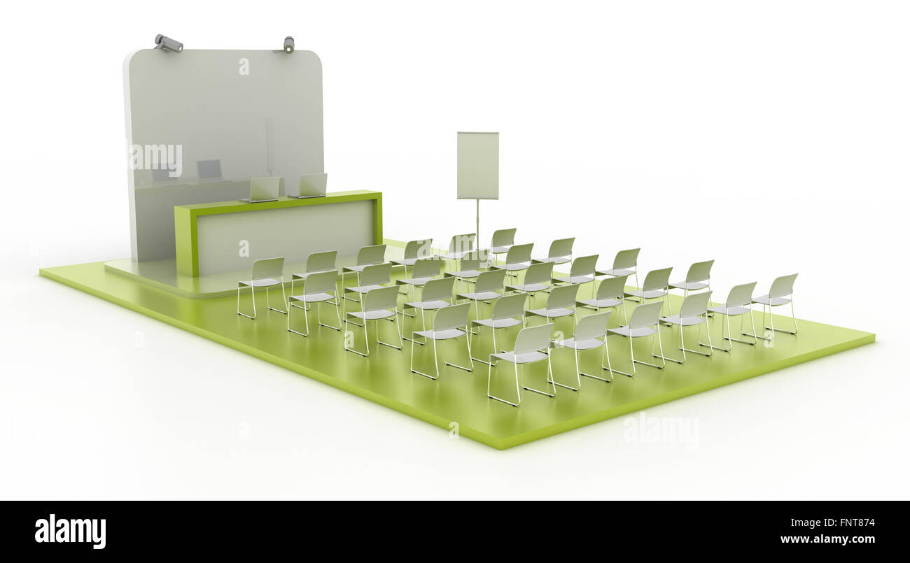 Blank and empty trade kiosk on white, original design, 3d illustration ...